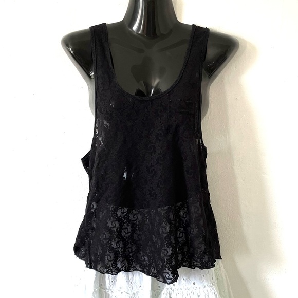We The Free | Tops | Fp We The Free Black Lace Snap Button Back Tank ...